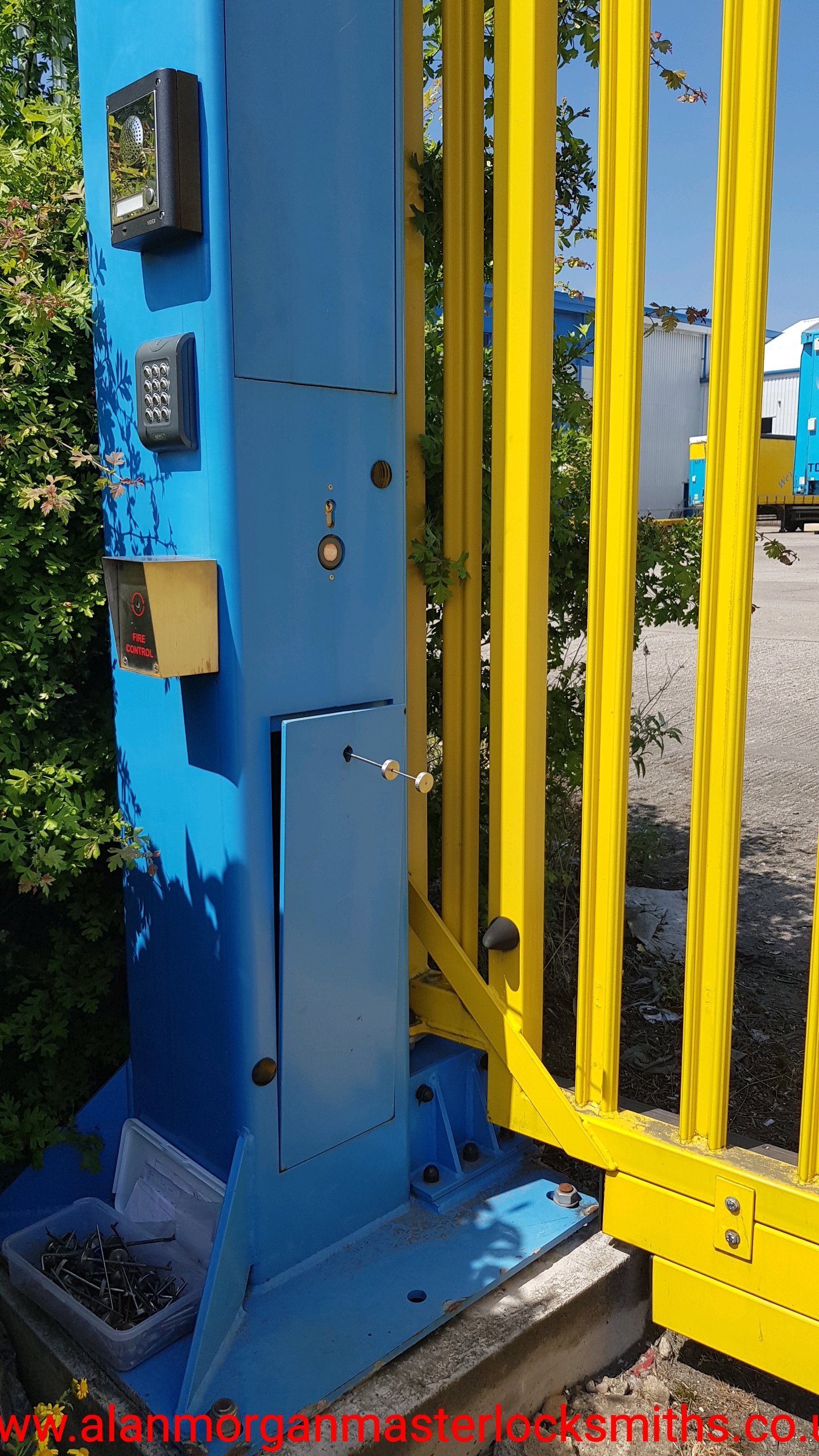 Electric gate access panels opened - Alan Morgan Master Locksmiths